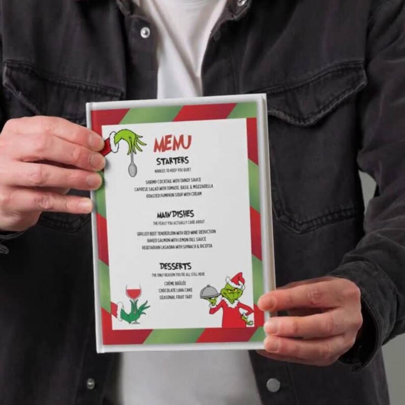 Grinch Christmas Menu Set | Food & Drinks Menu Printable - Etsy