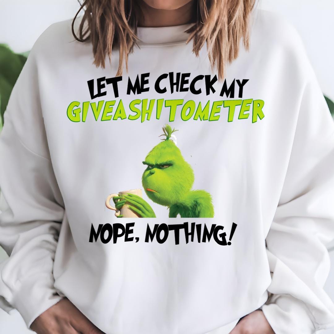 Funny Grinch Giveashitometer SVG PNG - Sarcastic Christmas Design ...