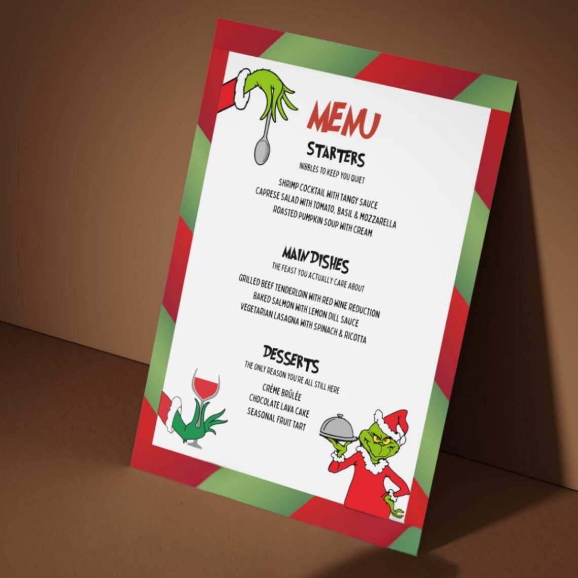 Grinch Christmas Menu Set | Food & Drinks Menu Printable - Etsy