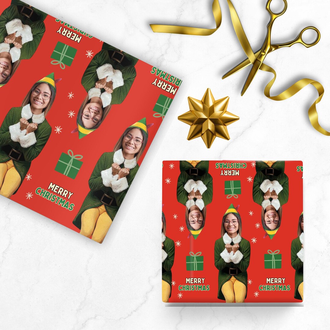 Custom Elf Wrapping Paper With Your Faces – Funny Christmas Gift Wrap ...