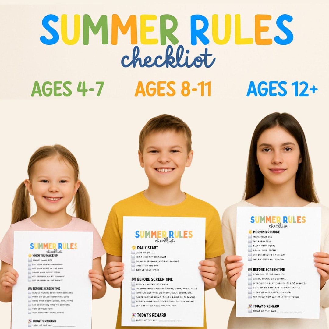 Summer Rules Checklist – 3 Versions for Kids, Tweens & Teens – Daily ...