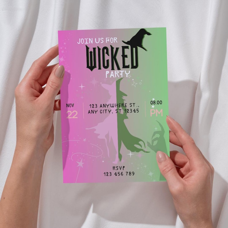 Wicked Birthday Party Invitation. Digital Animated Musical Wicked Theme ...