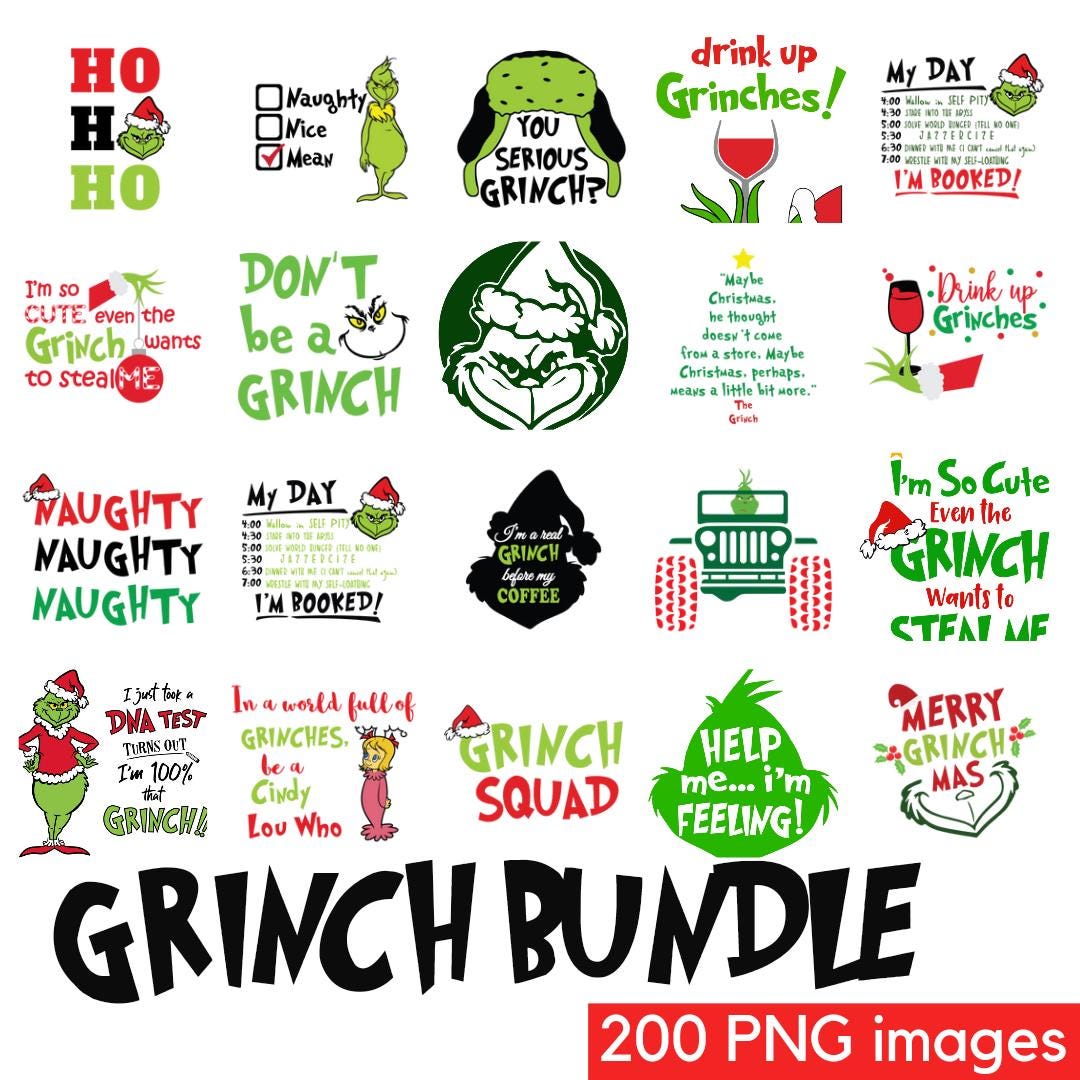 Christmas Sublimation PNG Bundle - Festive Grinch & Trendy Christmas ...