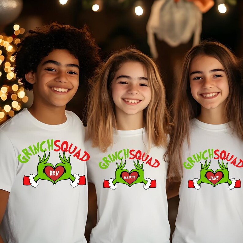 Grinch Squad Personalized Digital Design | Christmas Matching Tshirt ...