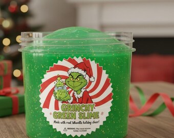 Grinchy Green Slime Labels Printable, Christmas Party Favour Stickers ...