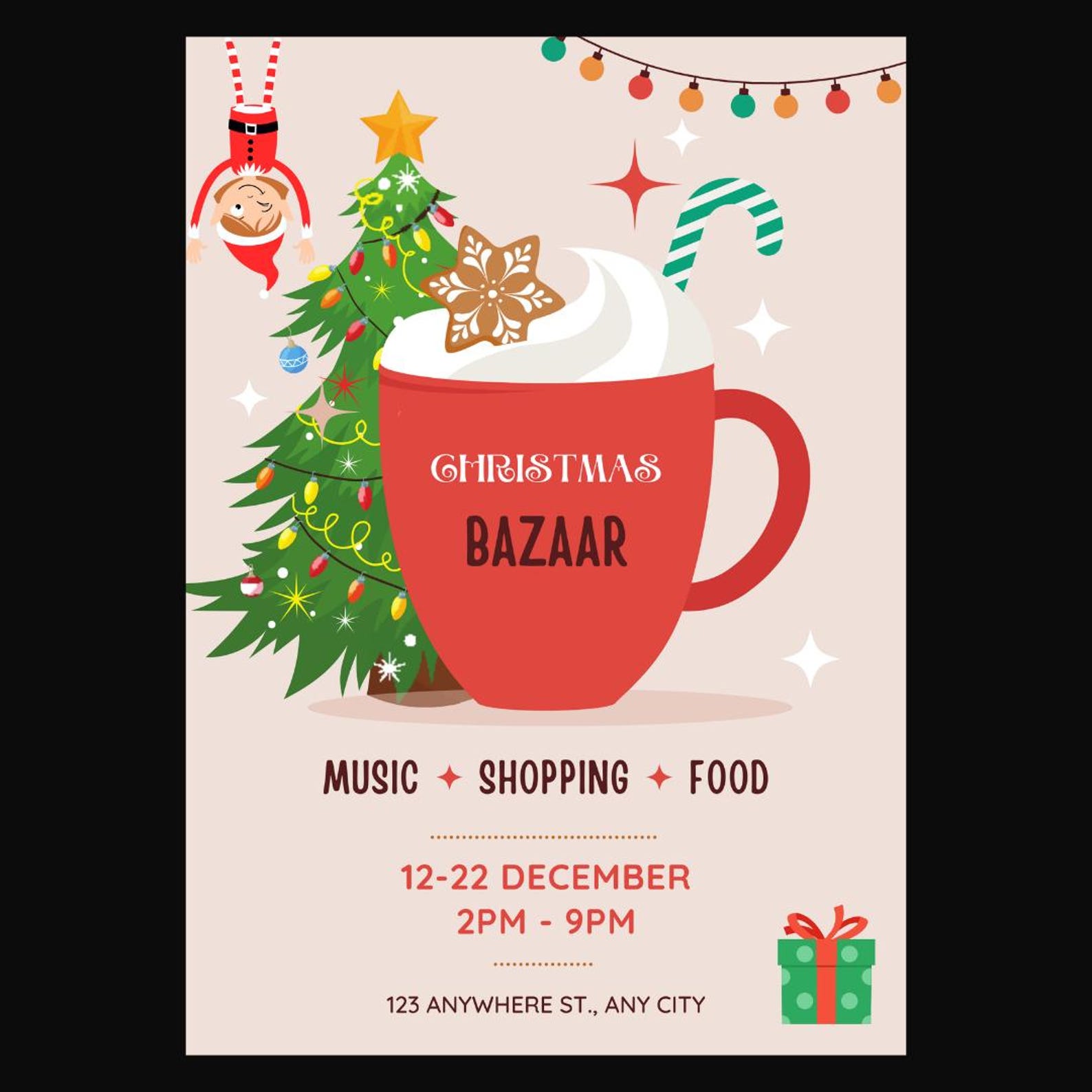 Christmas Fair Flyer Template Fully Editable, Print-ready Design for ...