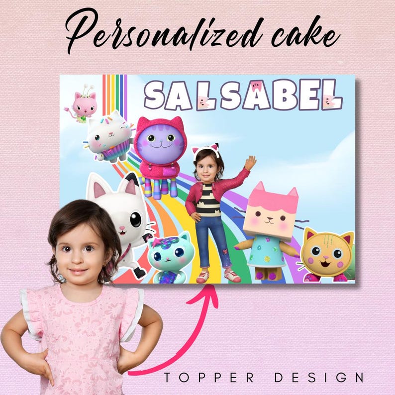 Gabby's Dollhouse Birthday Party - Cake Topper Image / Sign - Edible ...