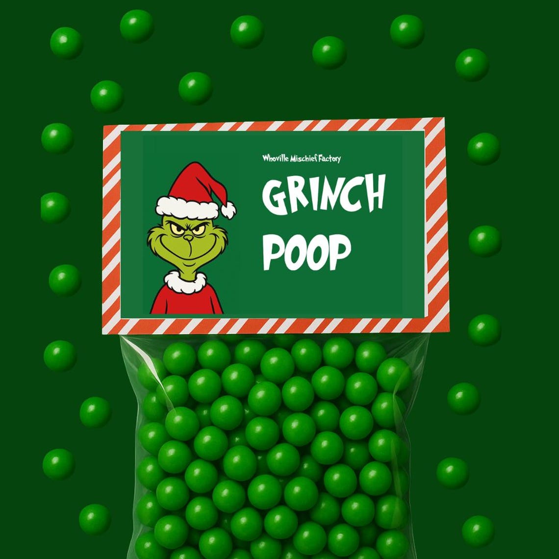 Grinch Poop Printable Treat Bag Topper Label | Funny Christmas Party ...