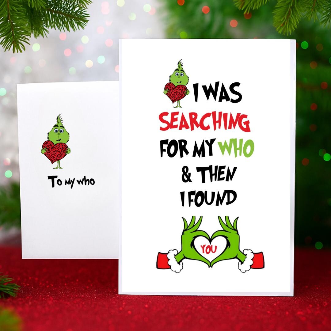 Grinch Christmas Card: "to My Who" Printable Love Note (PDF Download - Etsy