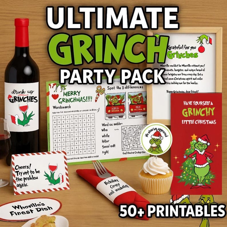 Grinch Party Pack Printables - Etsy