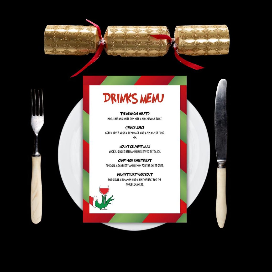 Grinch Christmas Menu Set | Food & Drinks Menu Printable - Etsy