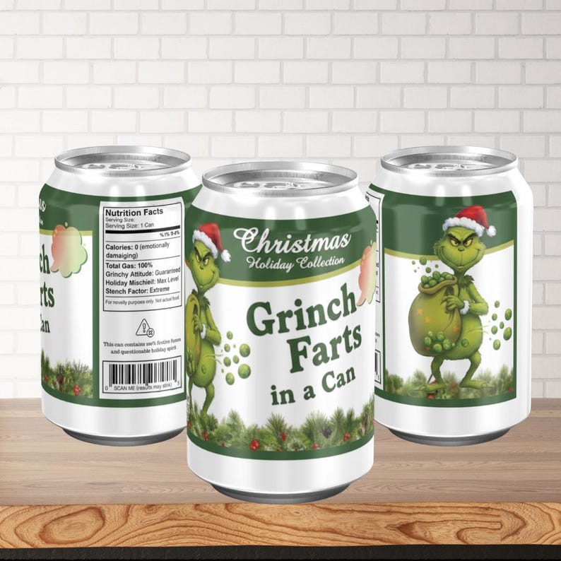 Grinch Farts in a Can Printable Label | Funny Christmas Gag Gift ...