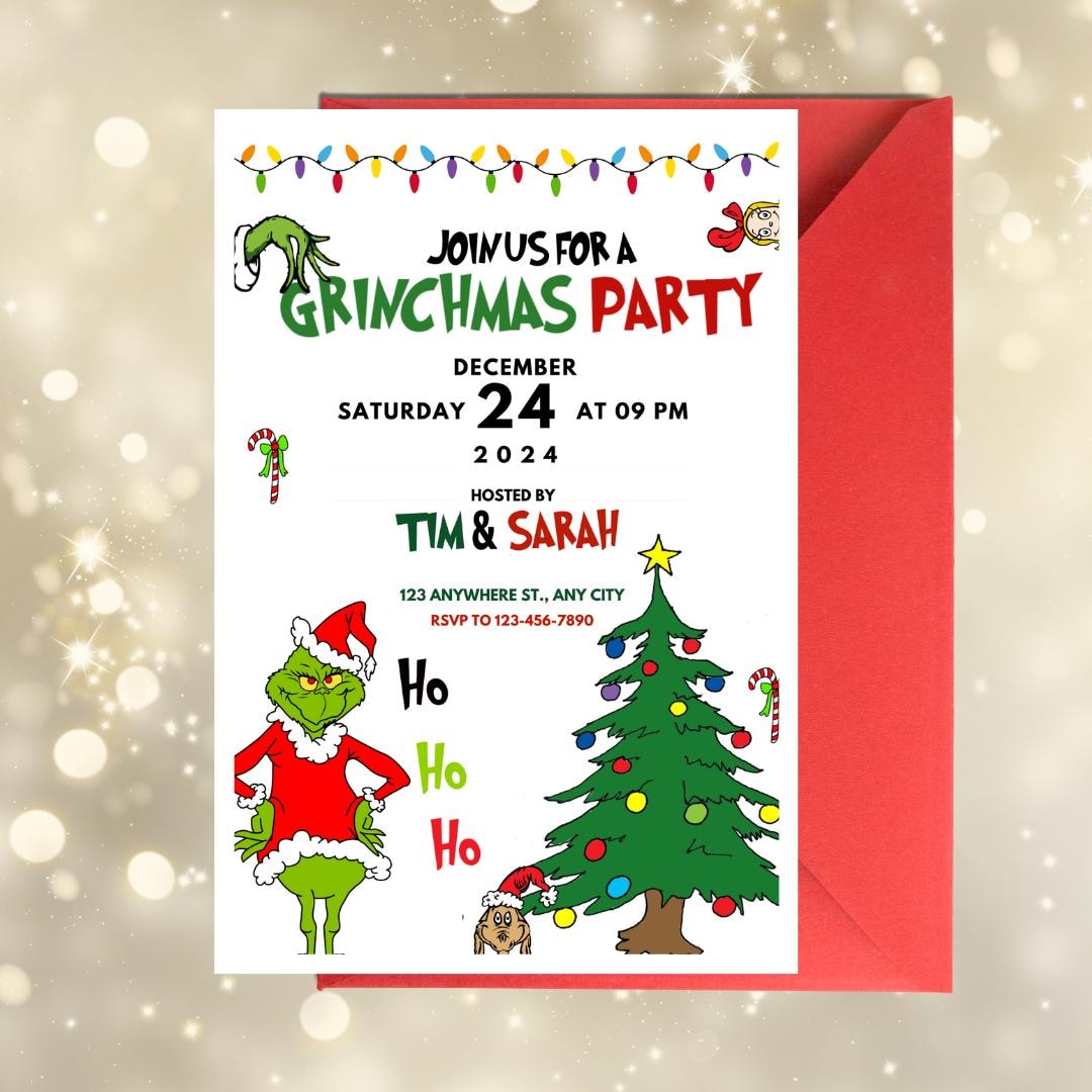 Grinchmas Party Invitation | Editable Christmas Invite + Mobile Version ...