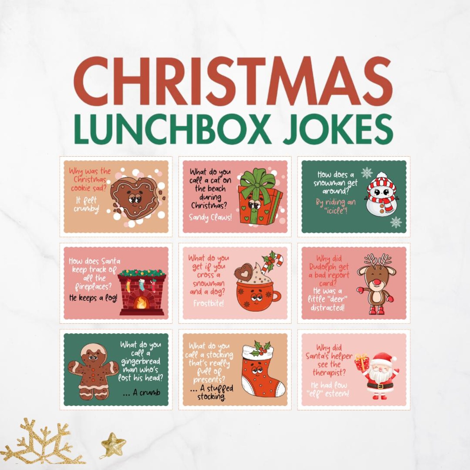 Christmas Lunchbox Jokes for Kids, Printable Holiday Lunchbox Cards ...