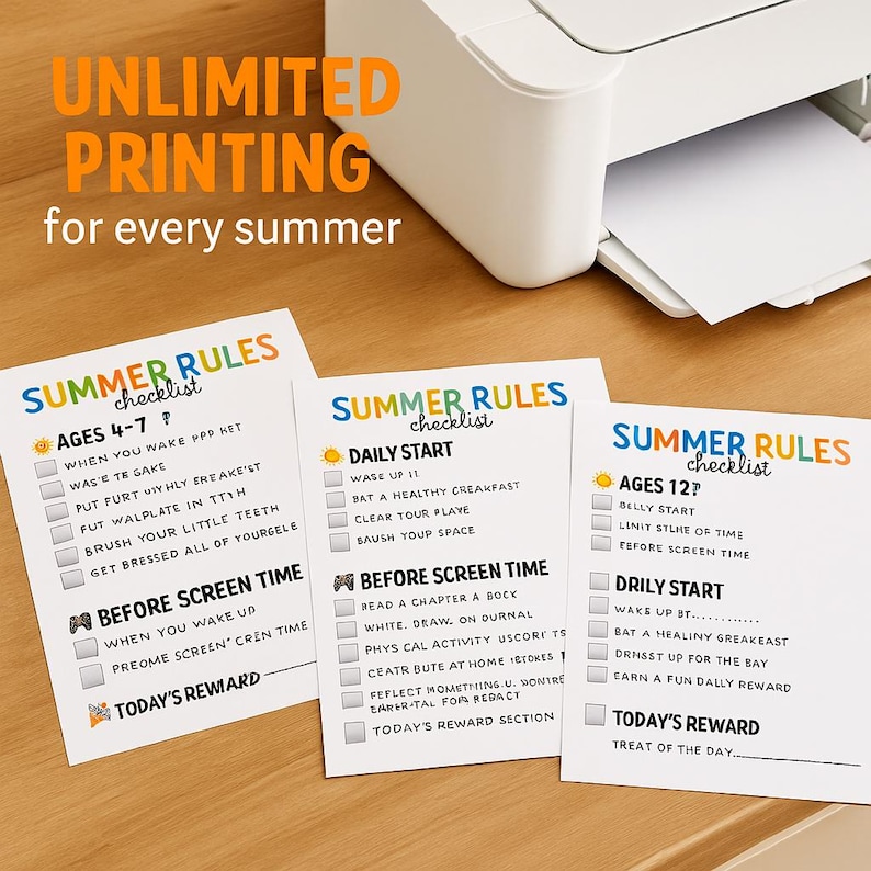 Summer Rules Checklist – 3 Versions for Kids, Tweens & Teens – Daily ...