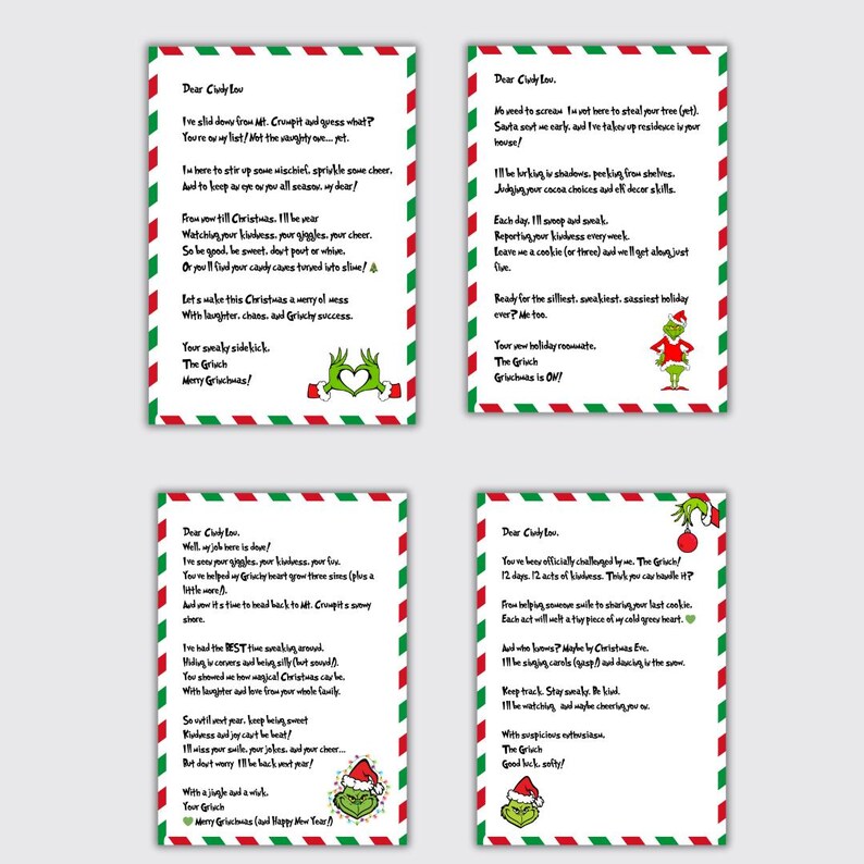 Editable Grinchmas Letters: Funny Christmas Notes From the Grinch ...