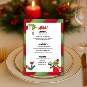 Grinch Christmas Menu Set | Food & Drinks Menu Printable - Etsy