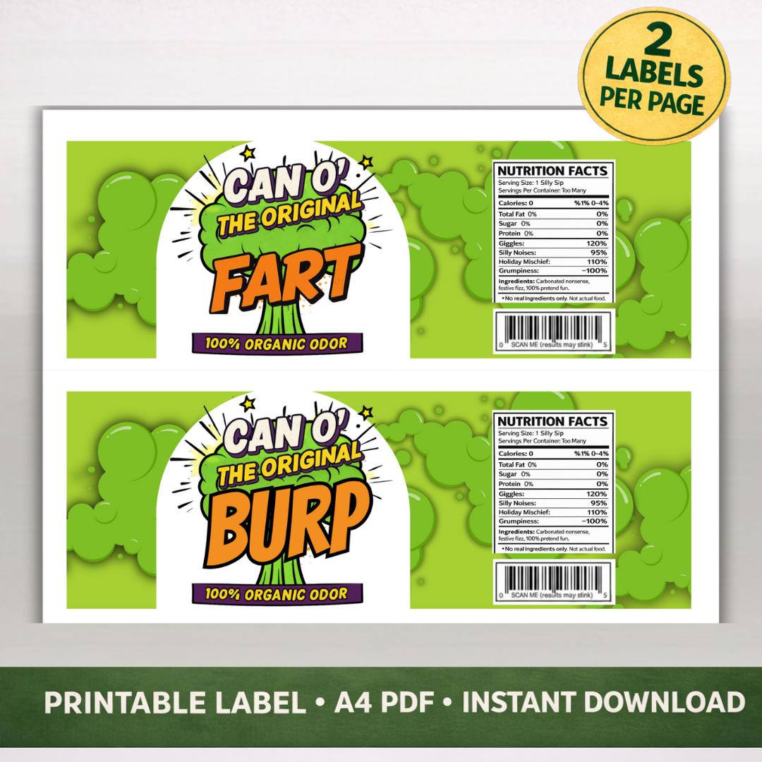 Fart & Burp Printable Label | Funny Gag Gift - Etsy