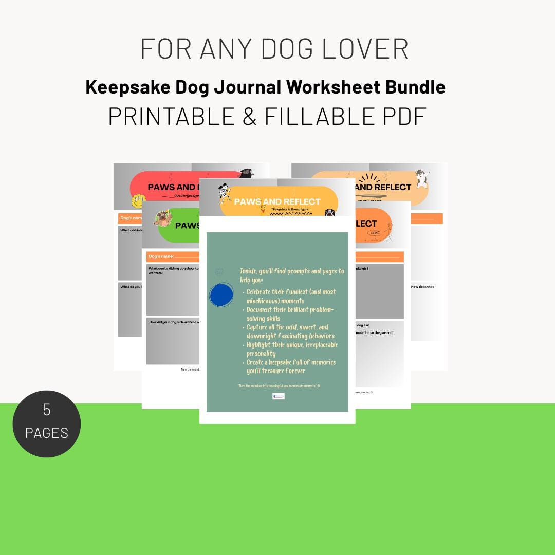Printable PDF & Fillable Dog Journal, Fun, Kid Friendly, Dog Lovers ...