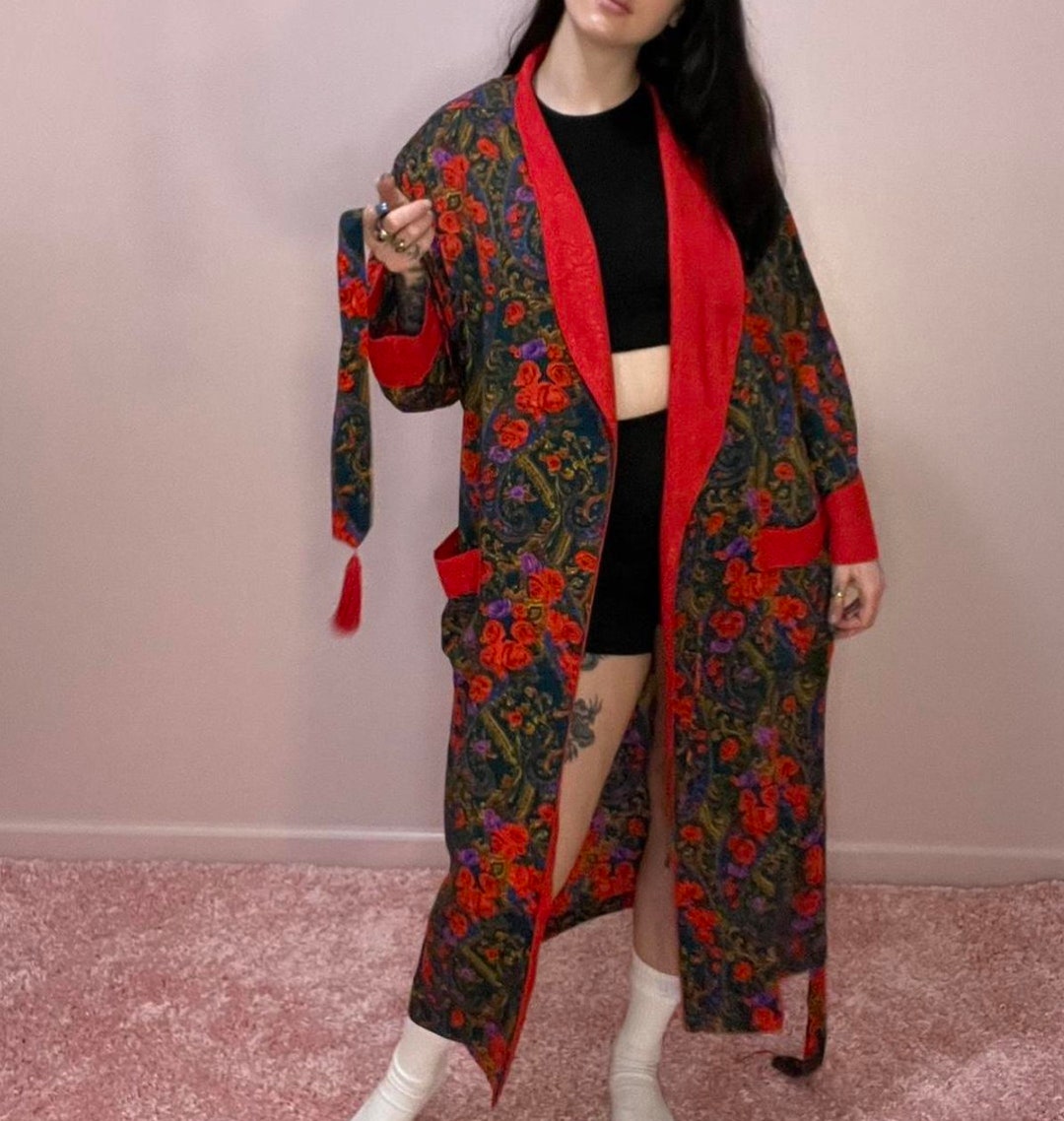 Vintage 90s Victorias Secret Long Floral Paisley Silk Robe - Etsy