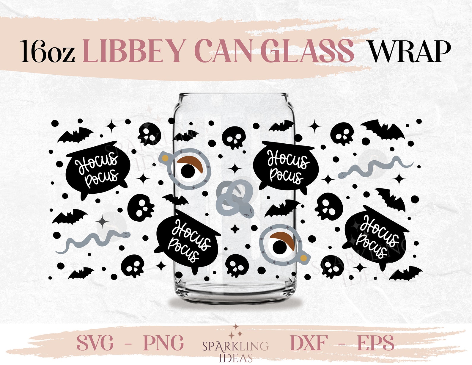 Hocus Pocus LIBBEY Can Glass Wrap SVG 16oz Smell Children - Etsy