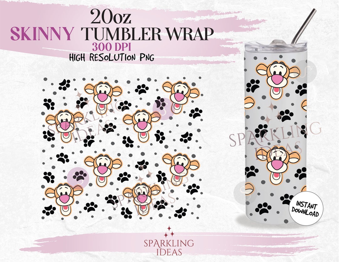 20oz Skinny Tumbler Tigger Face Wrap, Tigger Inspired Tumbler, Honey ...