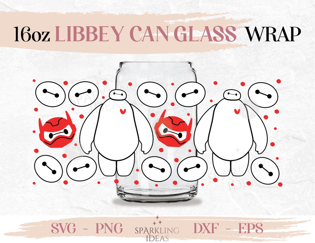 Baymax LIBBEY Can Glass SVG 16oz, Big Hero Libbey Glass Svg, Balala ...