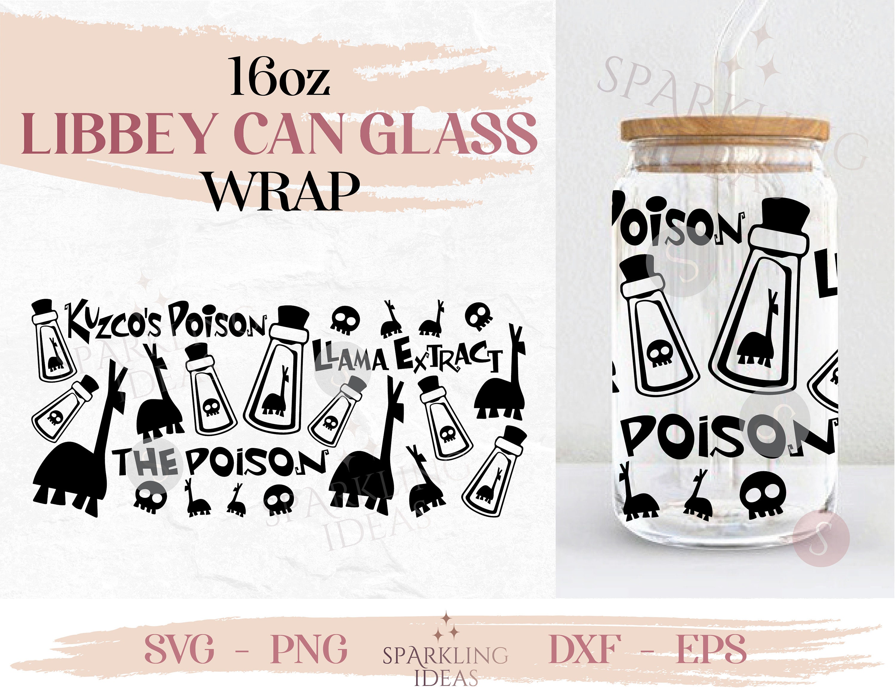 Kuzco's Poison LIBBEY Can Glass Wrap SVG 16oz Llama - Etsy UK