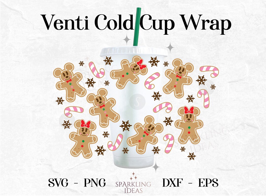 Christmas Gingerbread Ears Wrap for Cold Cups 24oz SVG, Mouse ...