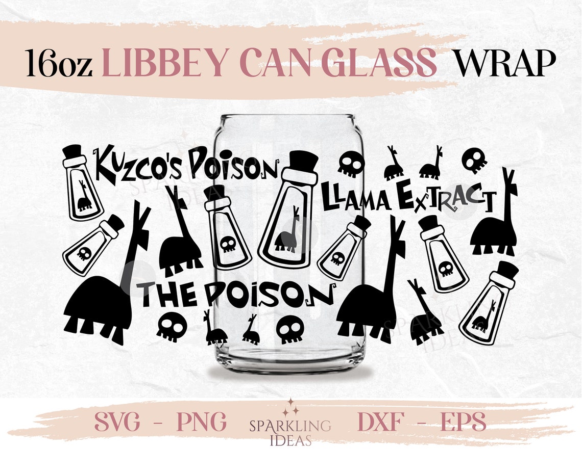 Kuzco's Poison LIBBEY Can Glass Wrap SVG 16oz Llama - Etsy