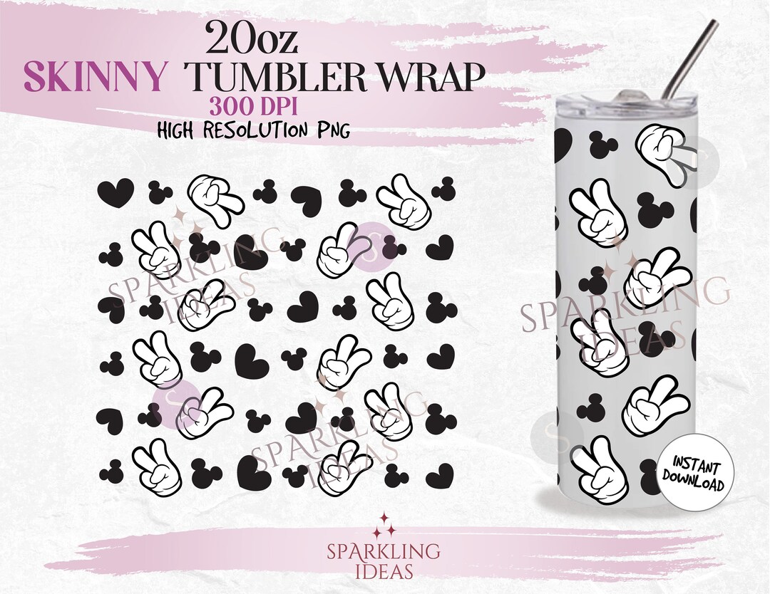 20oz Skinny Peace Sign Mouse Glove Tumbler Wrap, Peace Love Mouse ...