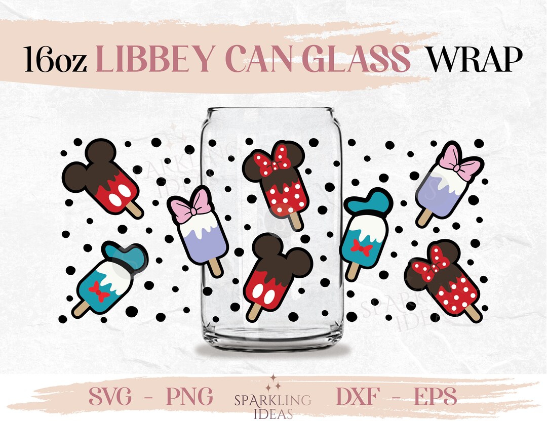 Mouse Club Popsicles LIBBEY Can Glass SVG 16oz, Ice Cream Ears Libbey ...
