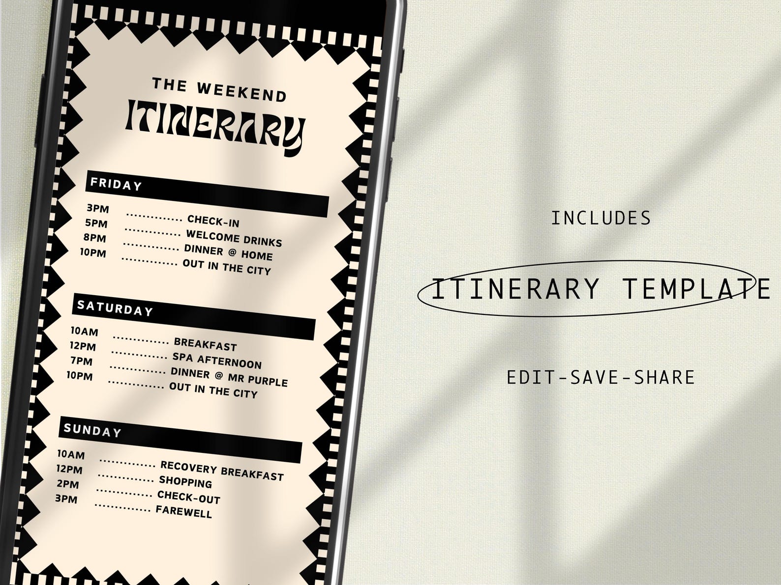 Editable Mobile/digital Invitation "bach in a Flash", Itinerary ...