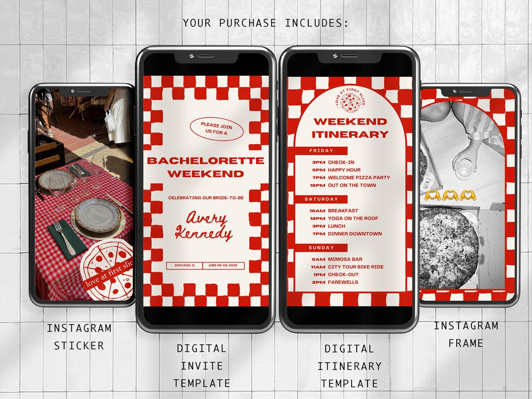 Editable Mobile/digital Invitation, Itinerary Template and Insta-story ...