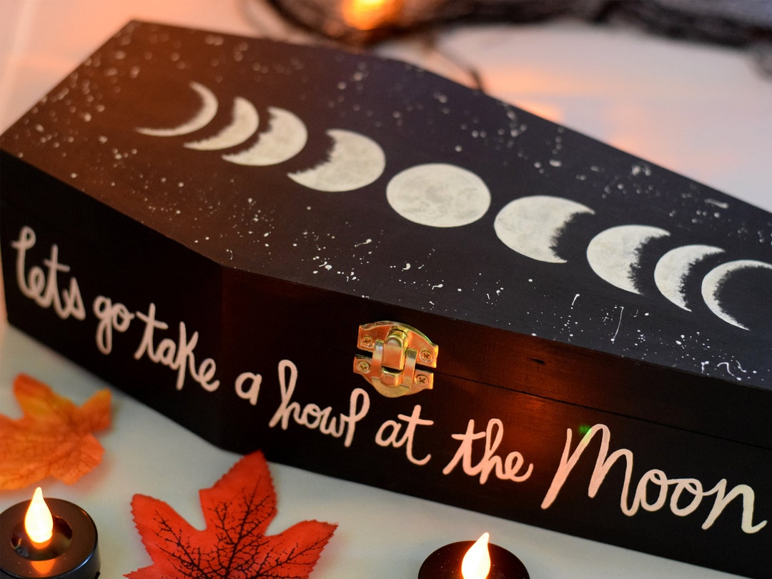 Moon Phases Goth 12" Coffin Box Occult Decor - Etsy