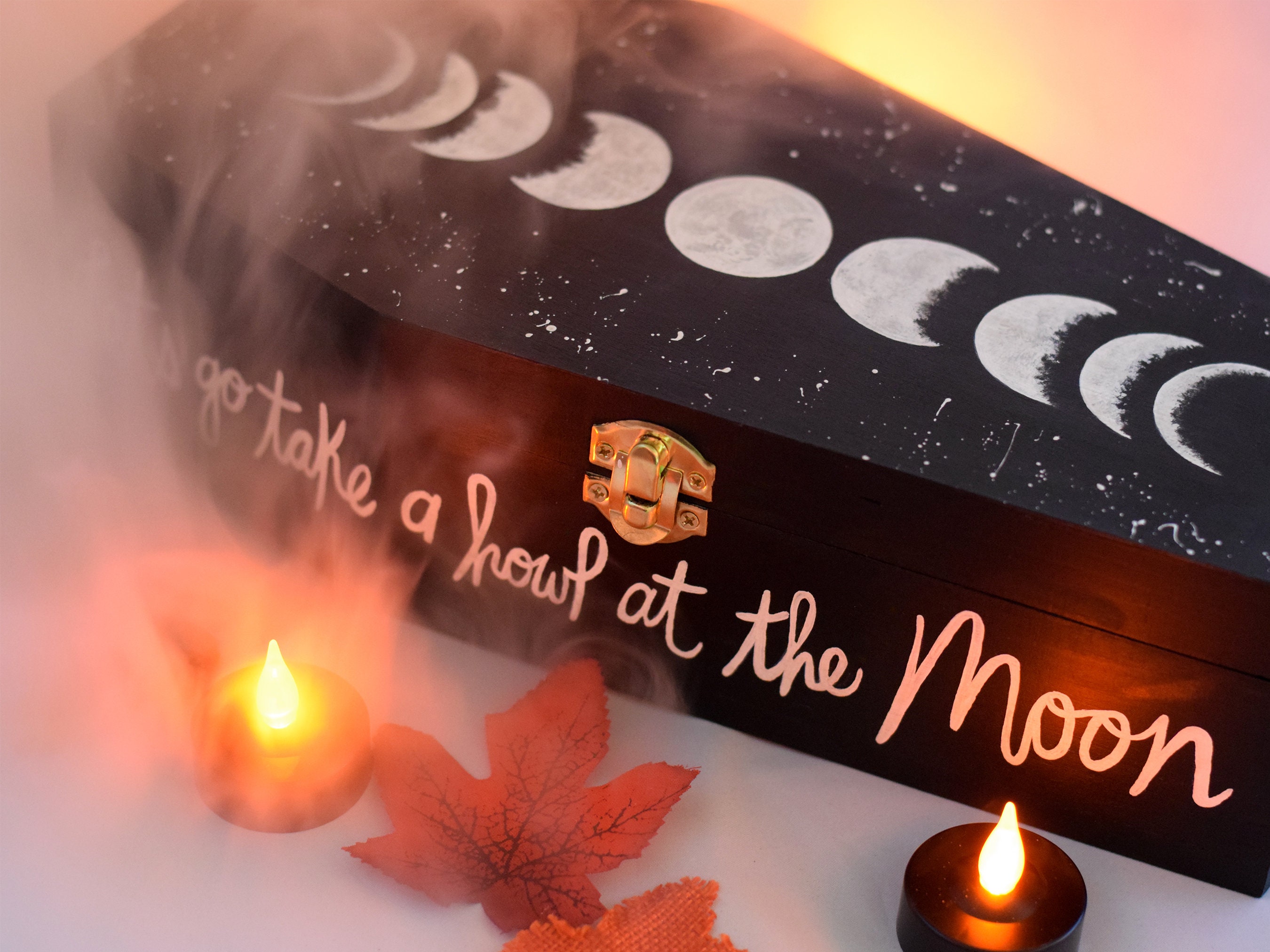 Moon Phases Goth 12" Coffin Box Occult Decor - Etsy