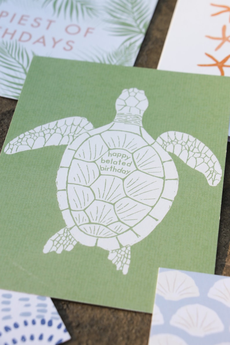 Belated Birthday Turtle // Birthday Greeting Card - Etsy