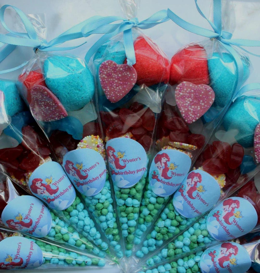 Little Mermaid Ariel Themed Sweet Cones Prefilled Personalised Party ...