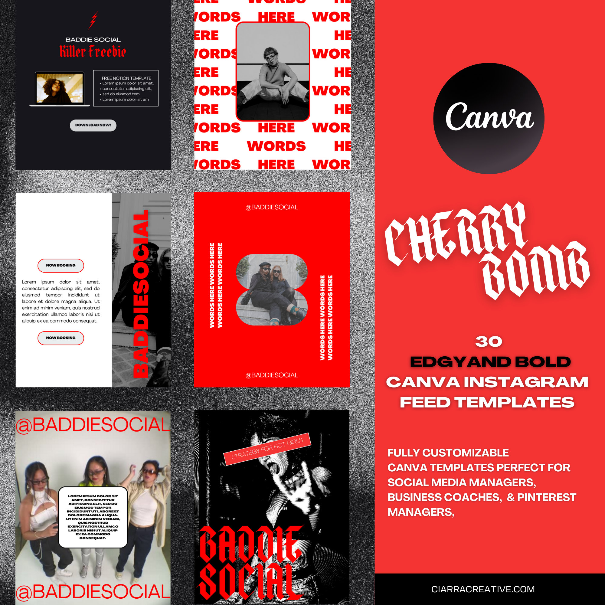 30 Edgy And Bold Instagram Templates Canva Agency Instagram Templates Red