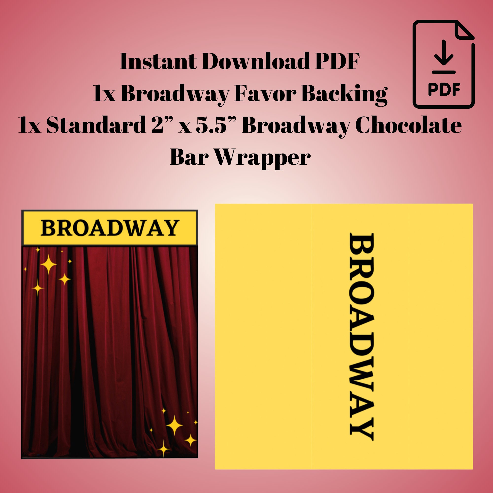 Broadway Party Favors Candy Wrapper Printable Broadway Party Decoration ...