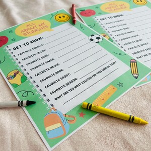 Printable Back to School All About Student Teacher Worksheet First Day ...