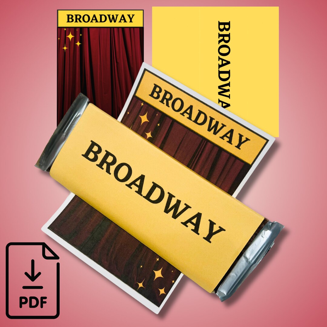 Broadway Party Favors Candy Wrapper Printable Broadway Party Decoration ...