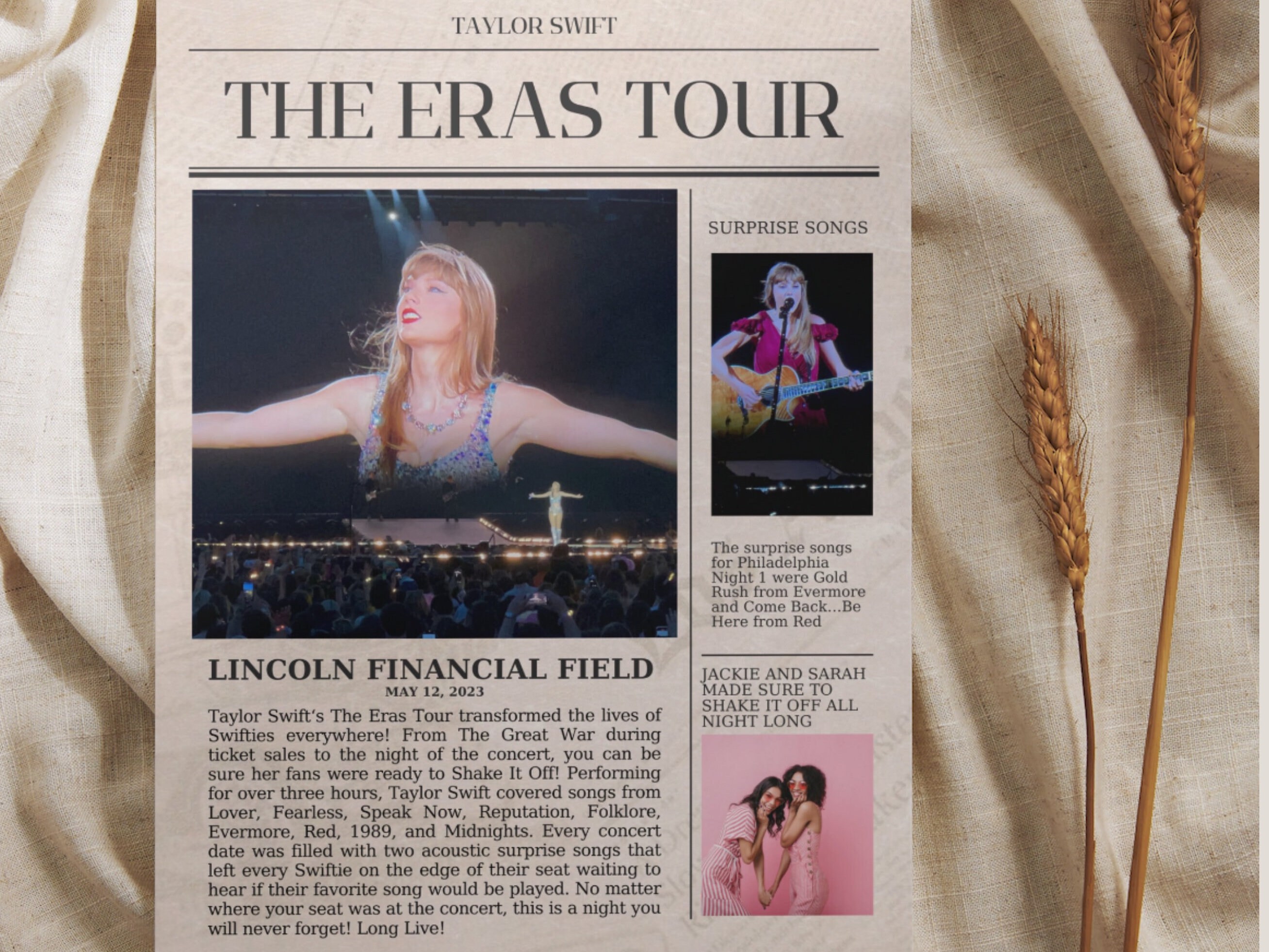 Taylor Swift the Eras Tour Customizable Newspaper Keepsake Digitally ... Taylor Swift the Eras Tour Customizable Newspaper Keepsake Digitally ...