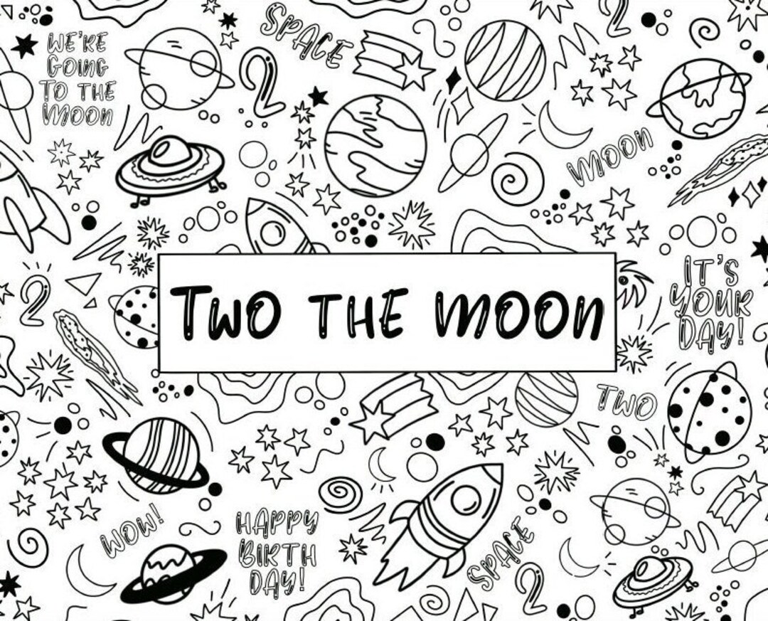 Two the Moon 2nd Birthday Coloring Activity - Etsy