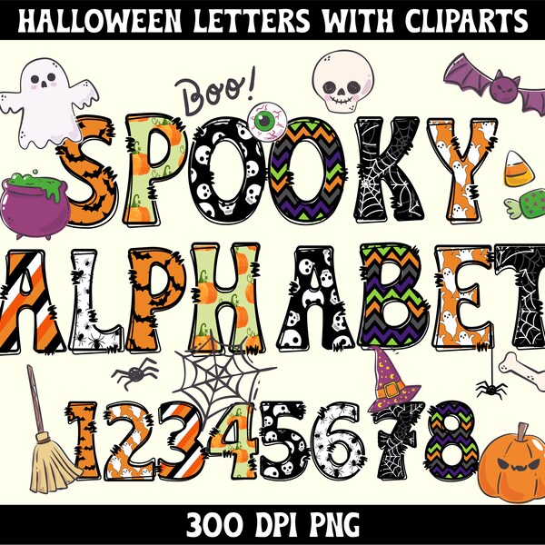 Halloween Doodle Font - Etsy