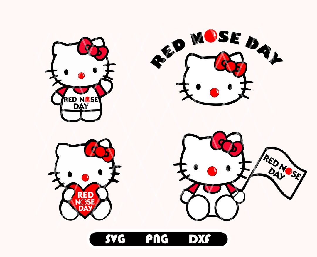 Red Nose Day Kitty Svg Red Nose Day Bundle Red Nose Cat Png Digital ...