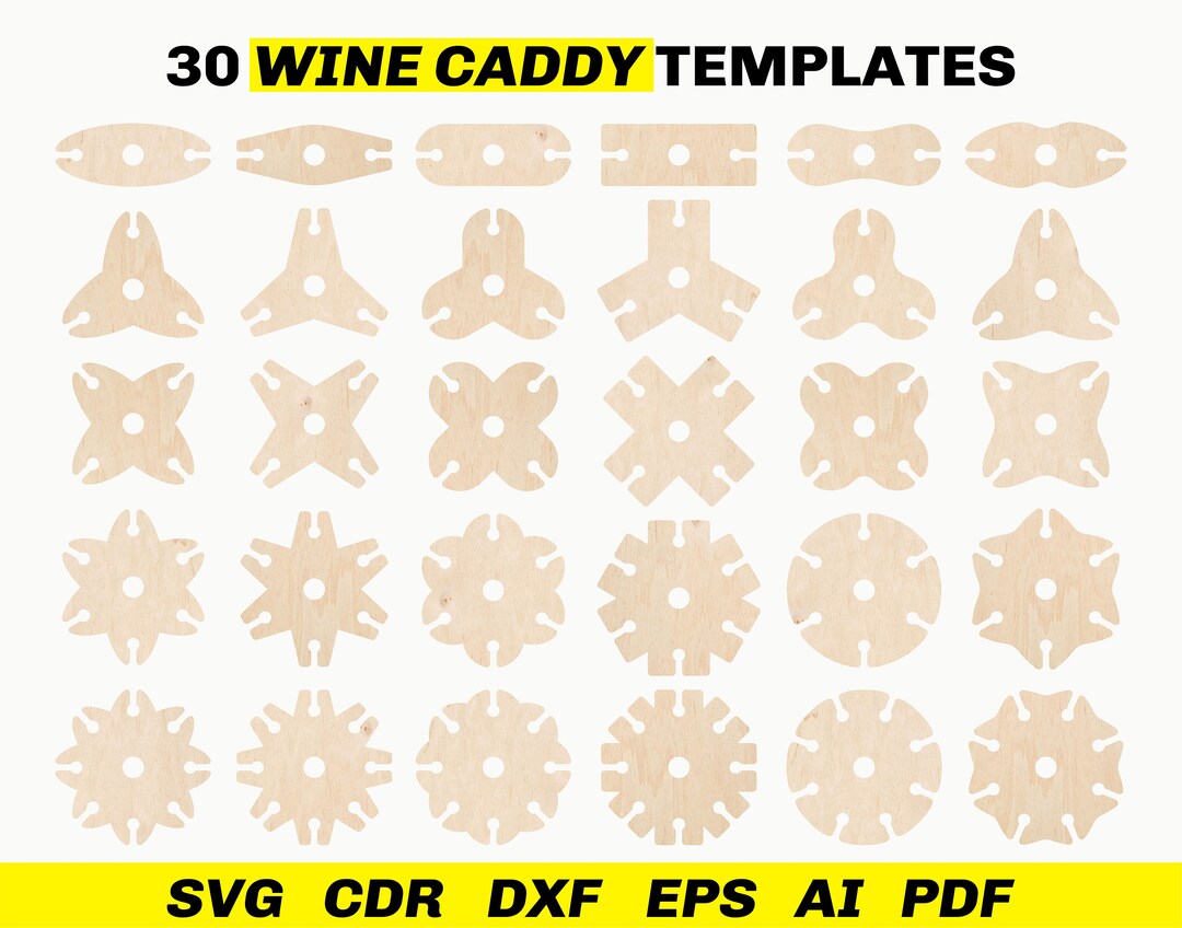 Wine Caddy SVG Template - Wine Holder SVG - Wine Bottle Glass Holder ...