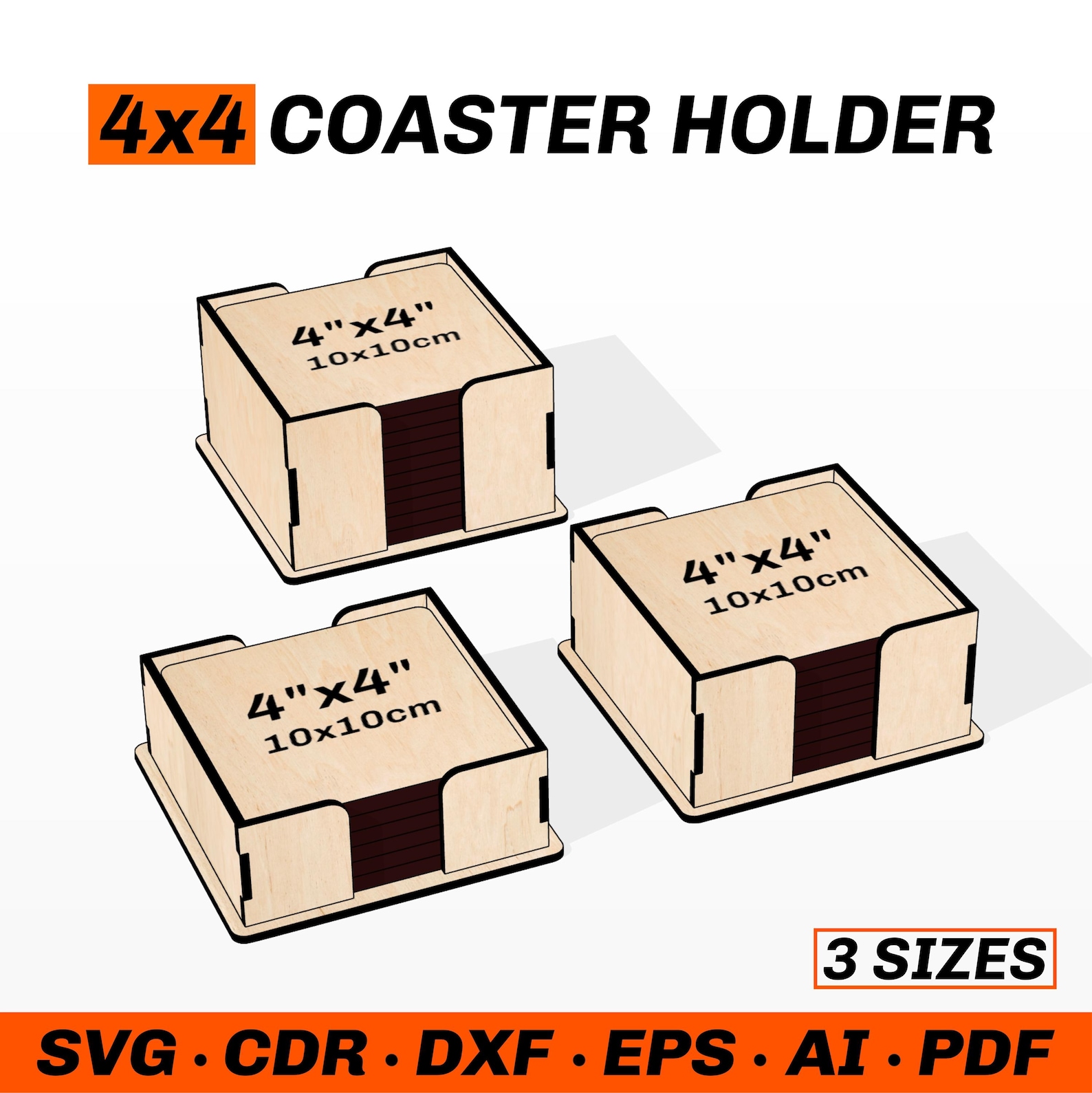 4x4 Coaster Holder SVG DXF Laser Cut Files - Etsy