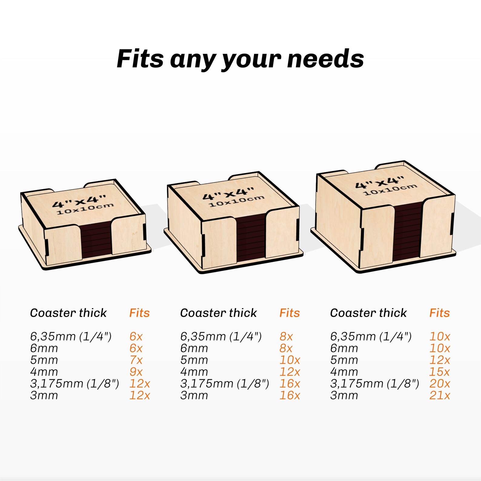 4x4 Coaster Holder SVG DXF Laser Cut Files - Etsy