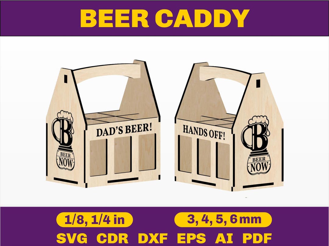 Beer Caddy Laser Cut File, Beer Box SVG, 6 Pack Beer Carrier SVG, Laser ...